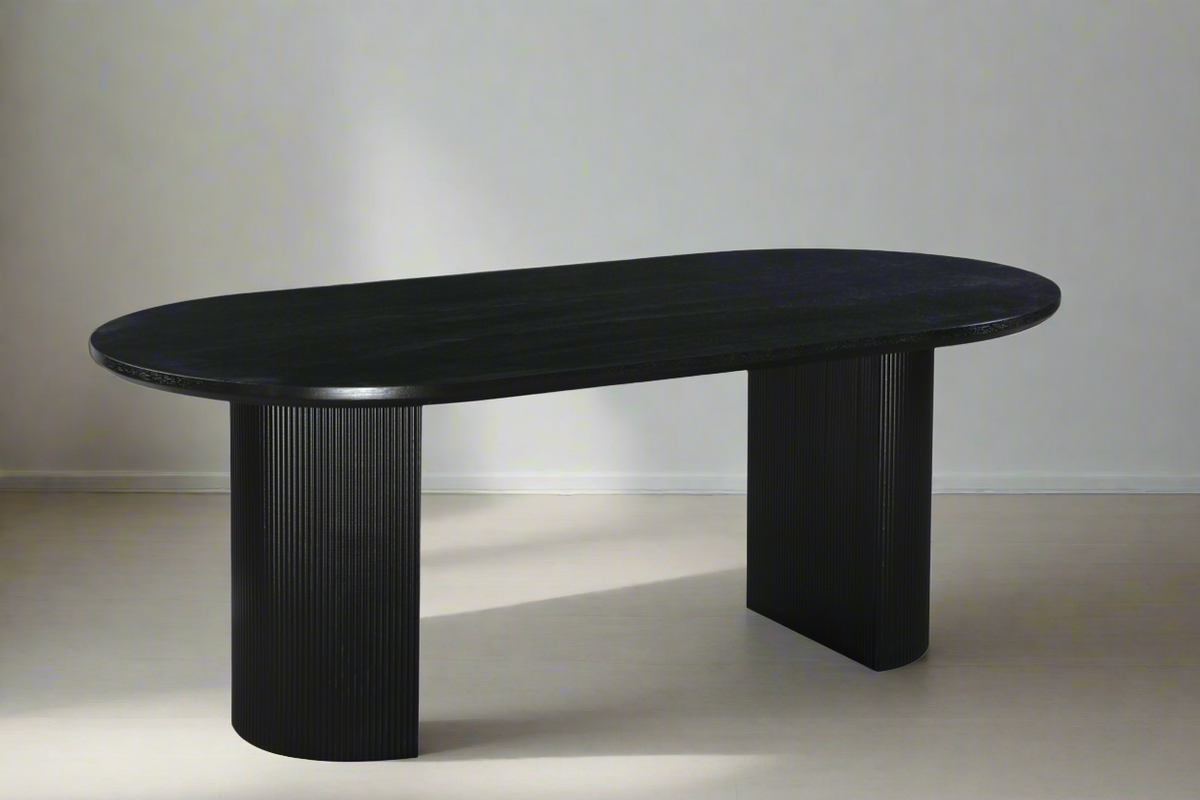 Eclipse Table 79" - Woodtop - Black – Luxe Decorum