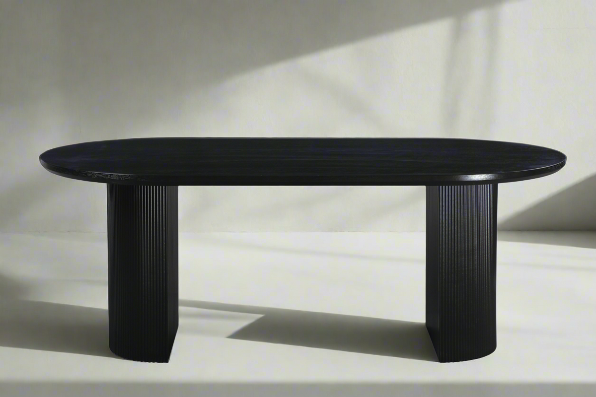 Eclipse Table 79" - Woodtop - Black – Luxe Decorum