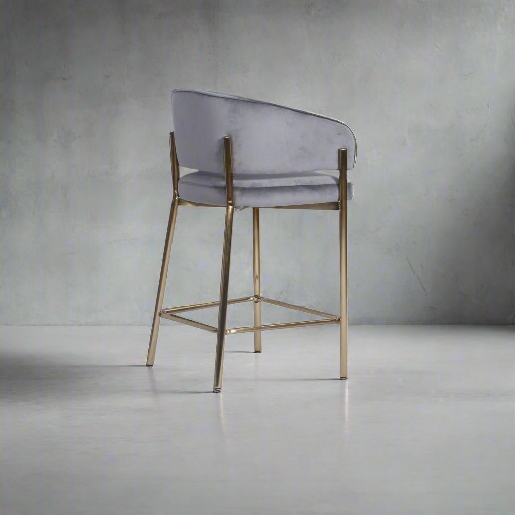 Tiffani Counter Stool - Brushed Gold Metal Legs – Luxe Decorum
